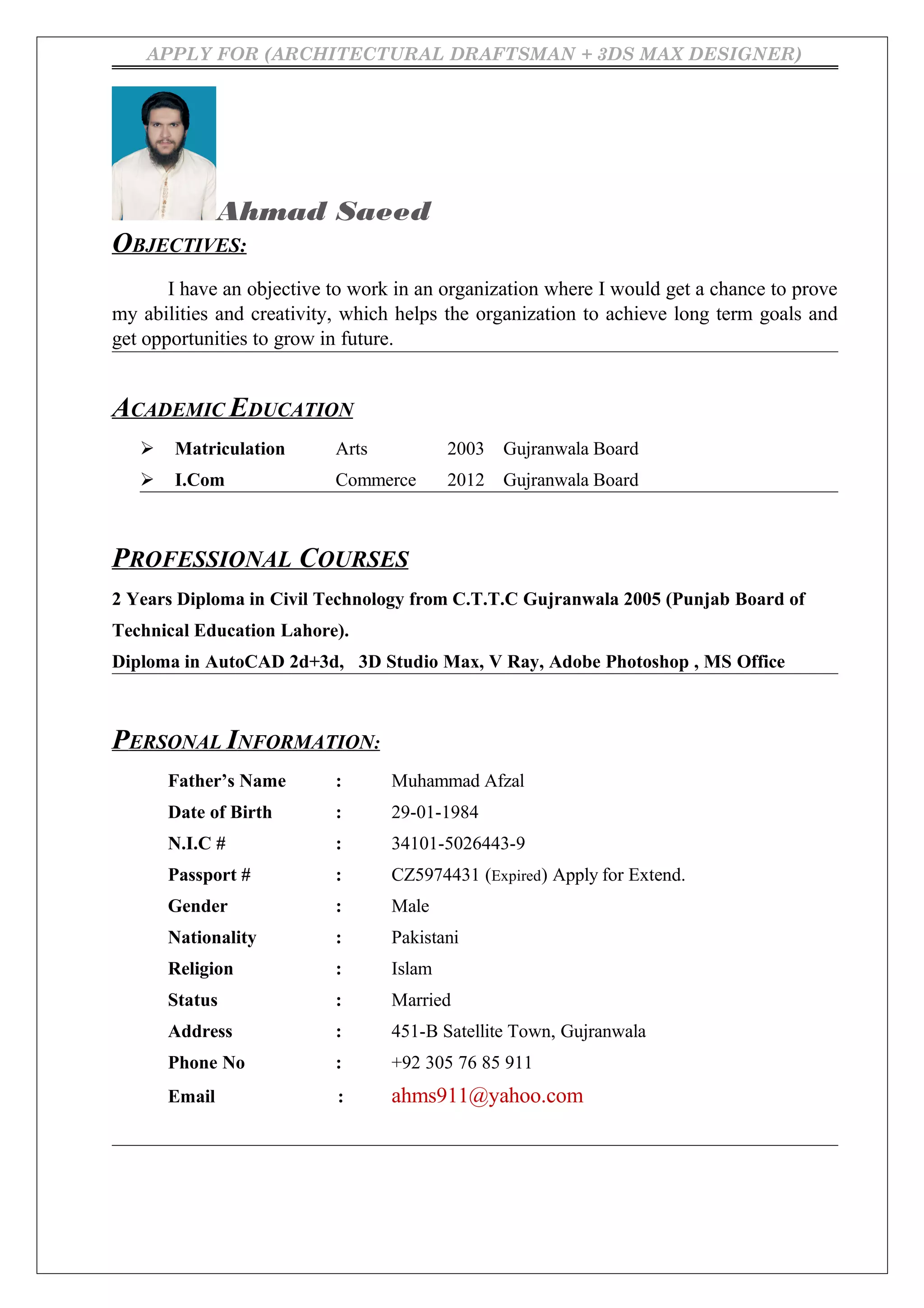 Ahmad saeed cv | DOC