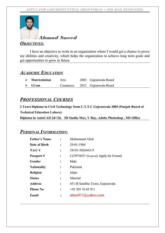 Ahmad saeed cv | PDF