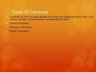 Ahmad sameer types of computer | PPTX