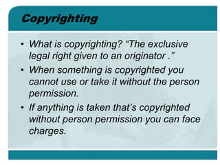 Ahmad stallings plagiarism, copyrighting and netiquette | PPT