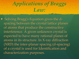 Bragg's Law and its aplications by AZ | PPTX