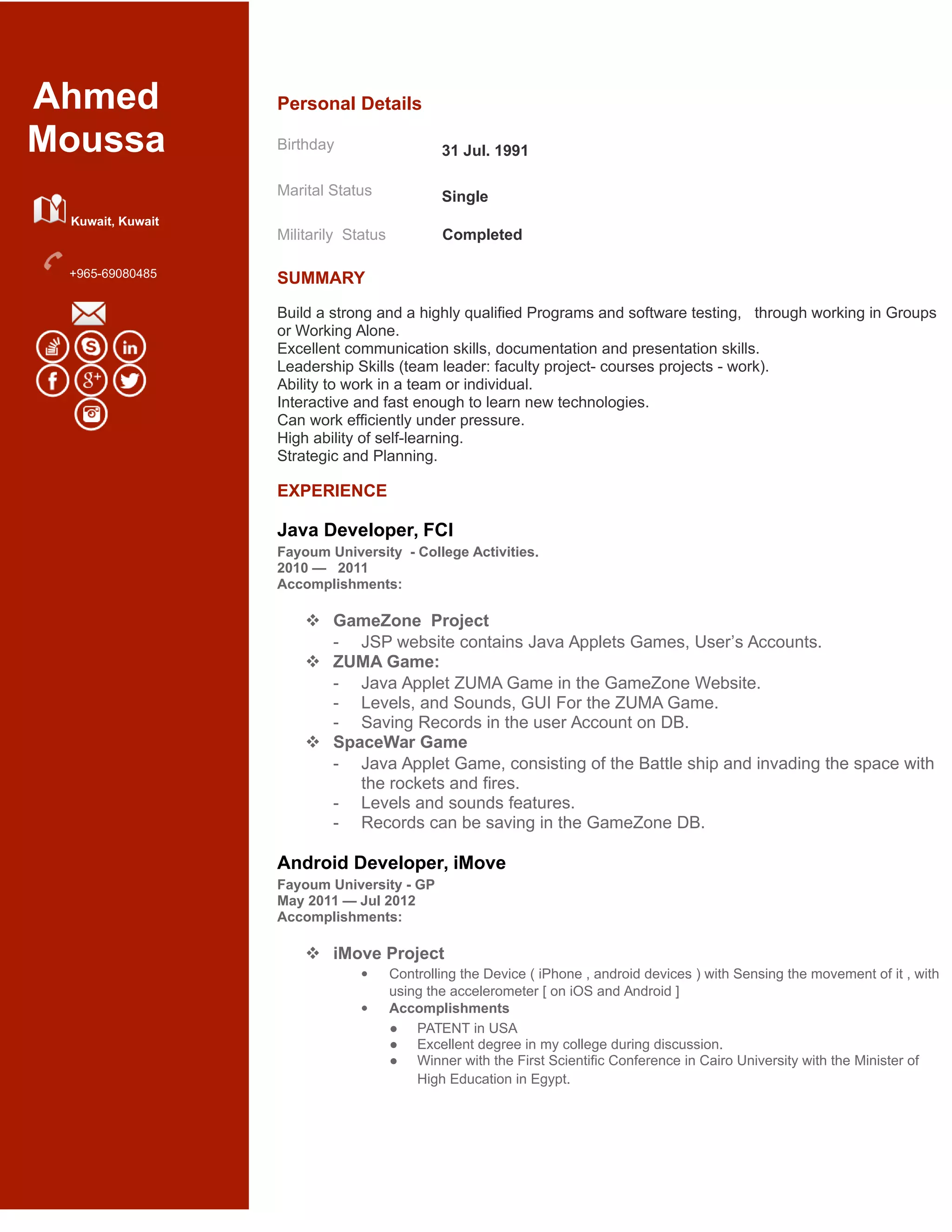 Ahmed moussa-android java-developer-cv - 2015 | PDF