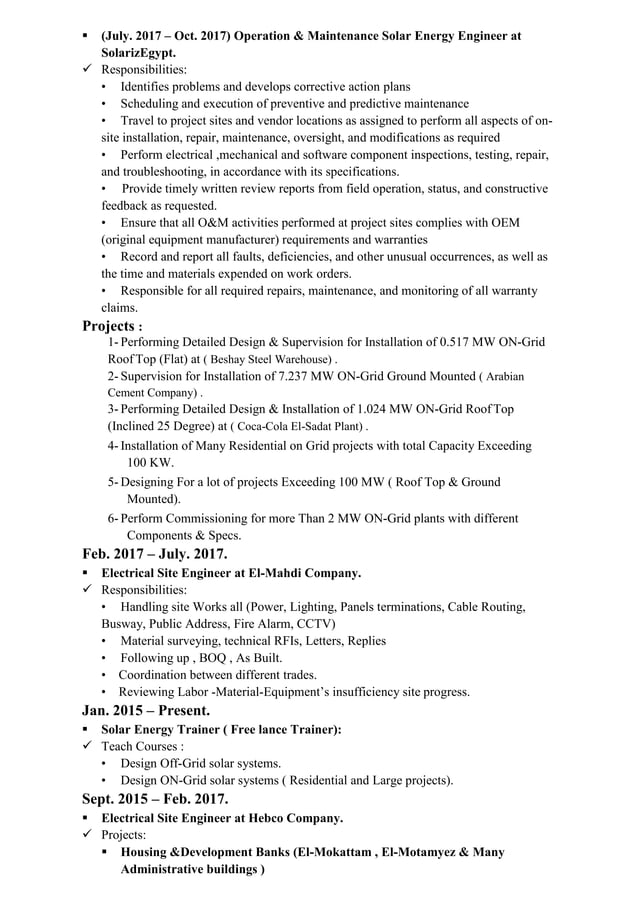 Ahmed -solar engineer-cv | PDF | Civil Engineering Industry | Industries