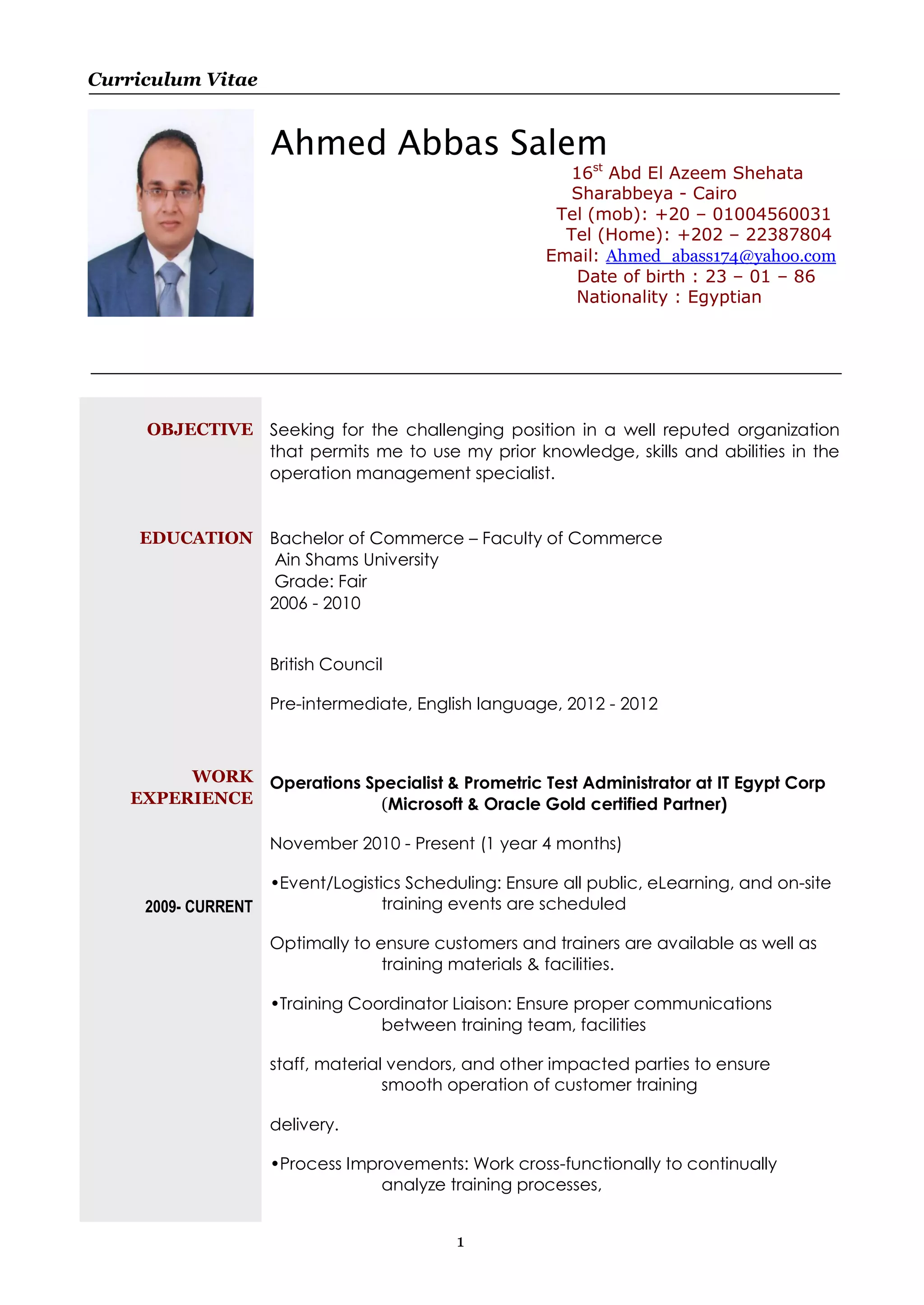 Operations Specialist Cv | PDF