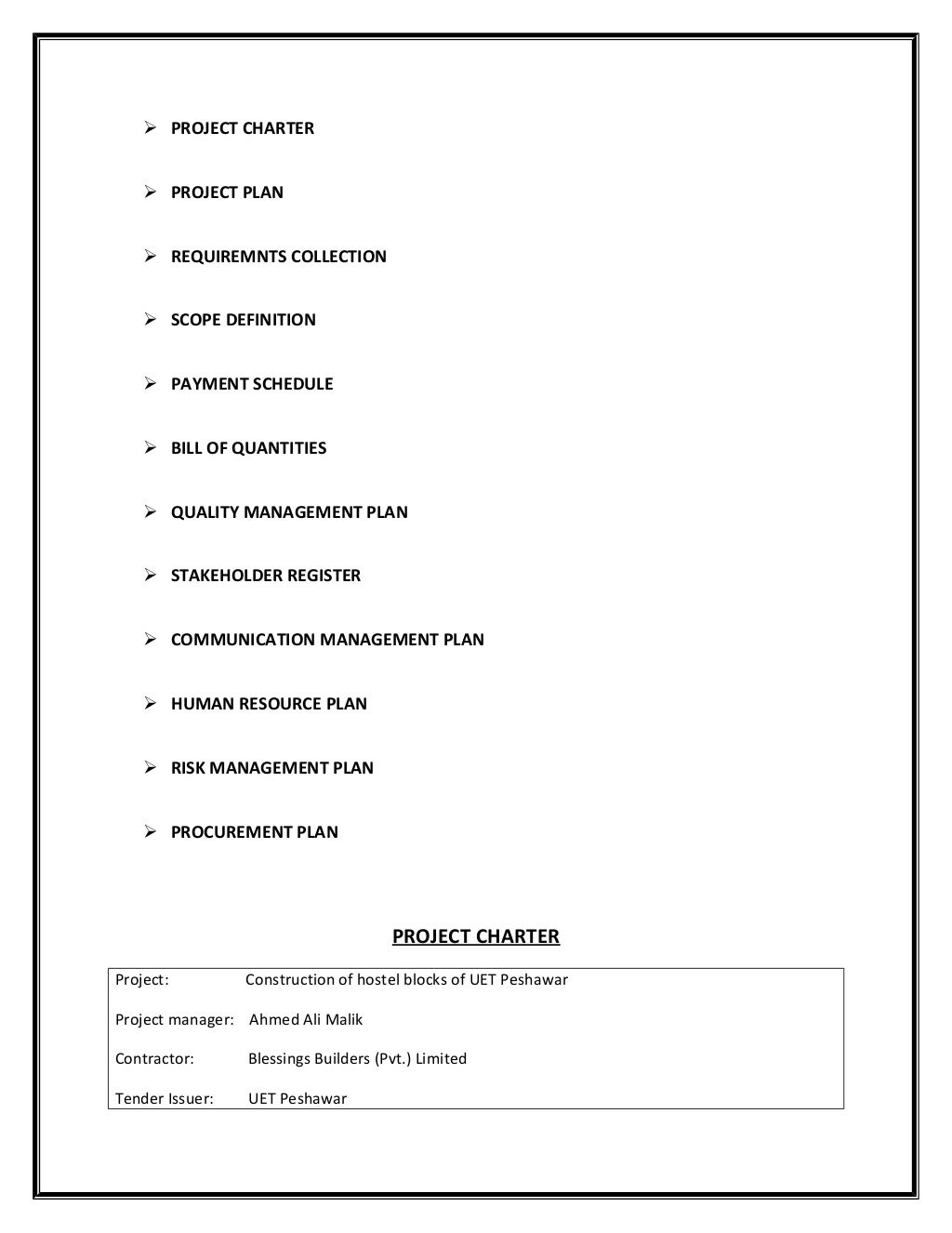 Project on construction of 3 block house report