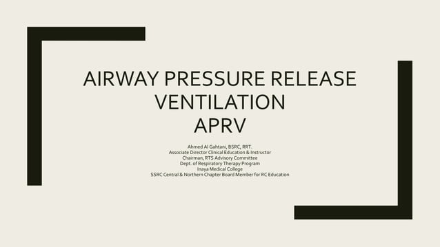 APRV VENTILATION SETTINGS | PPT