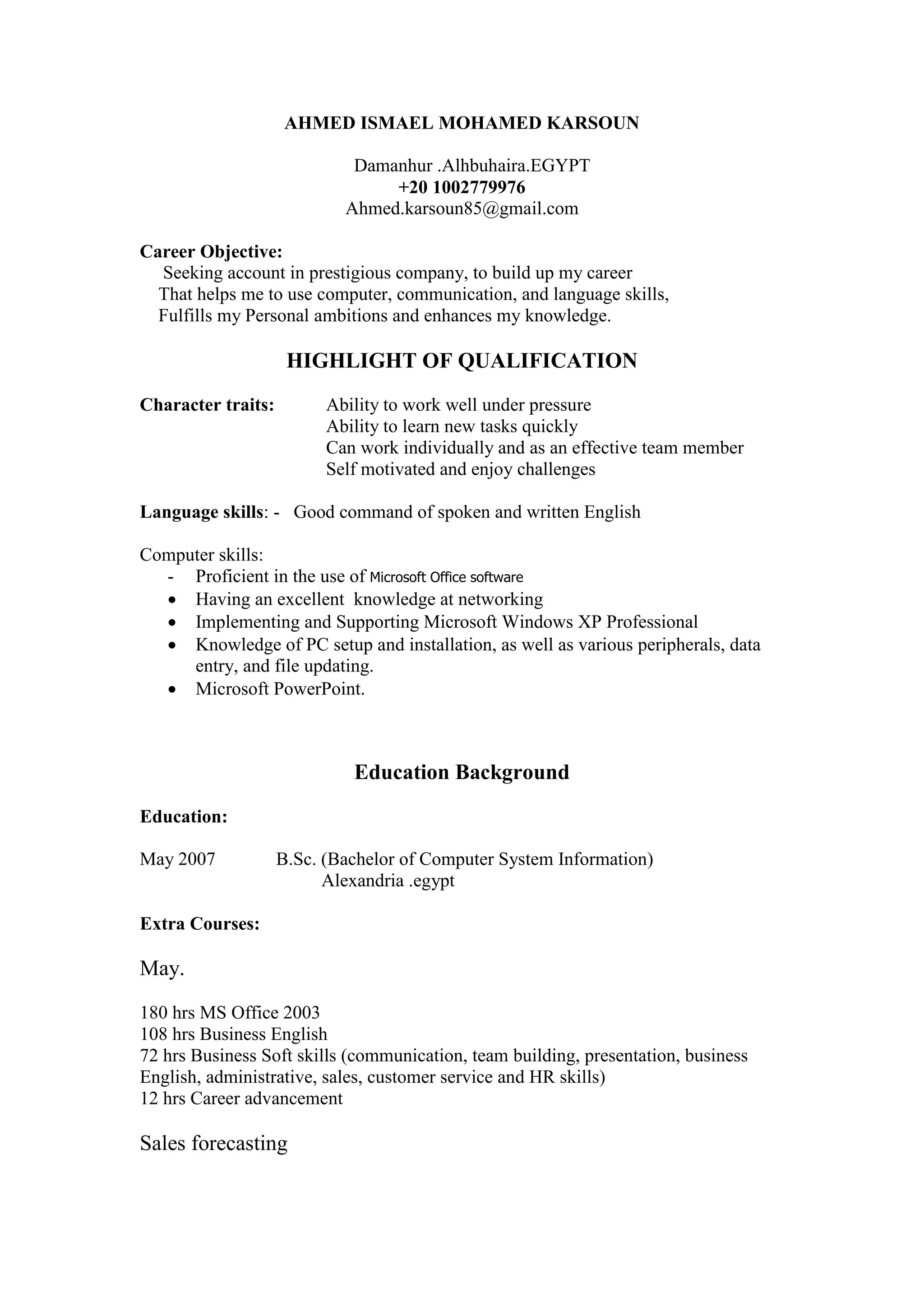 Ahmed cv | DOCX