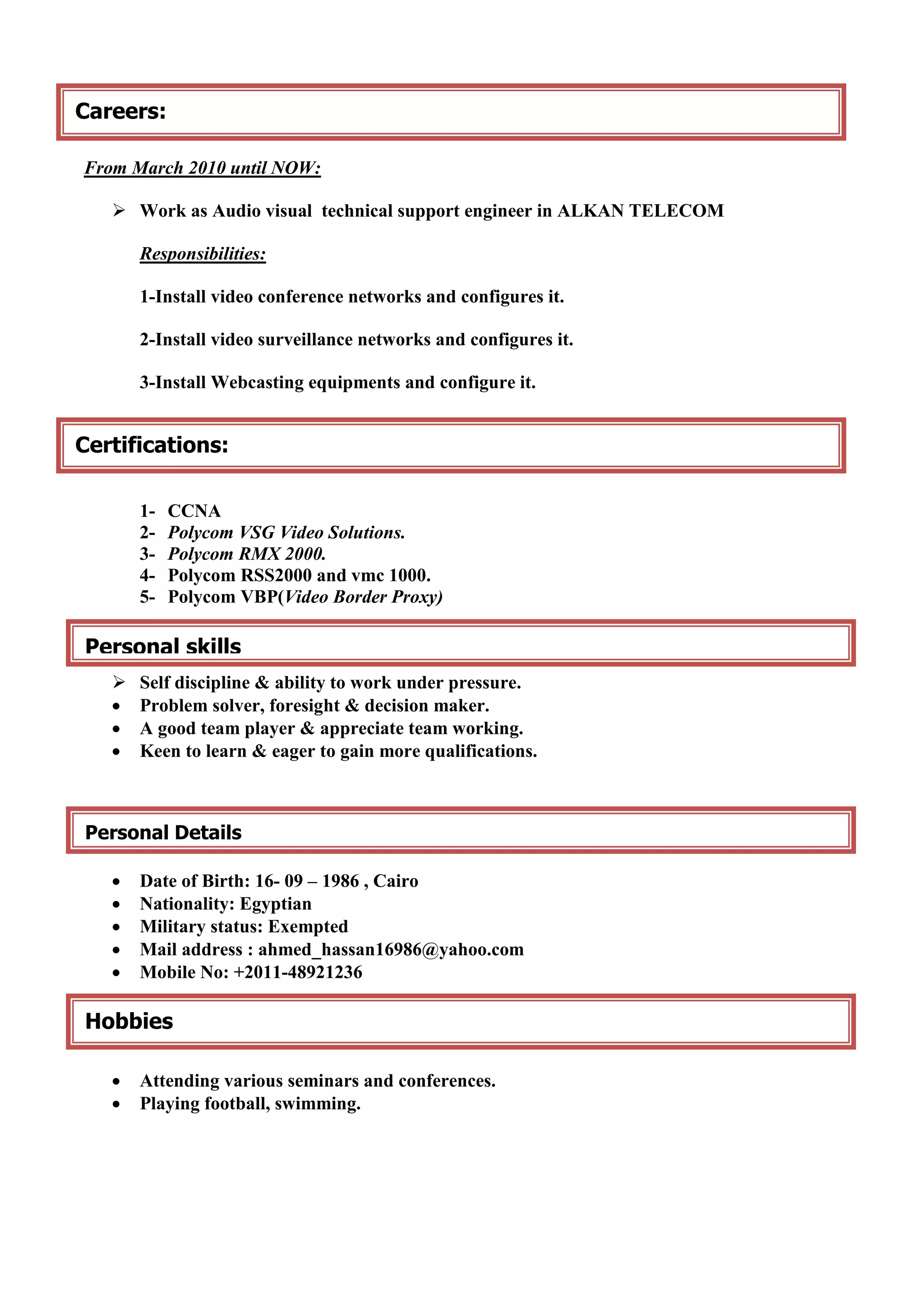 Ahmed Hassan CV | PDF