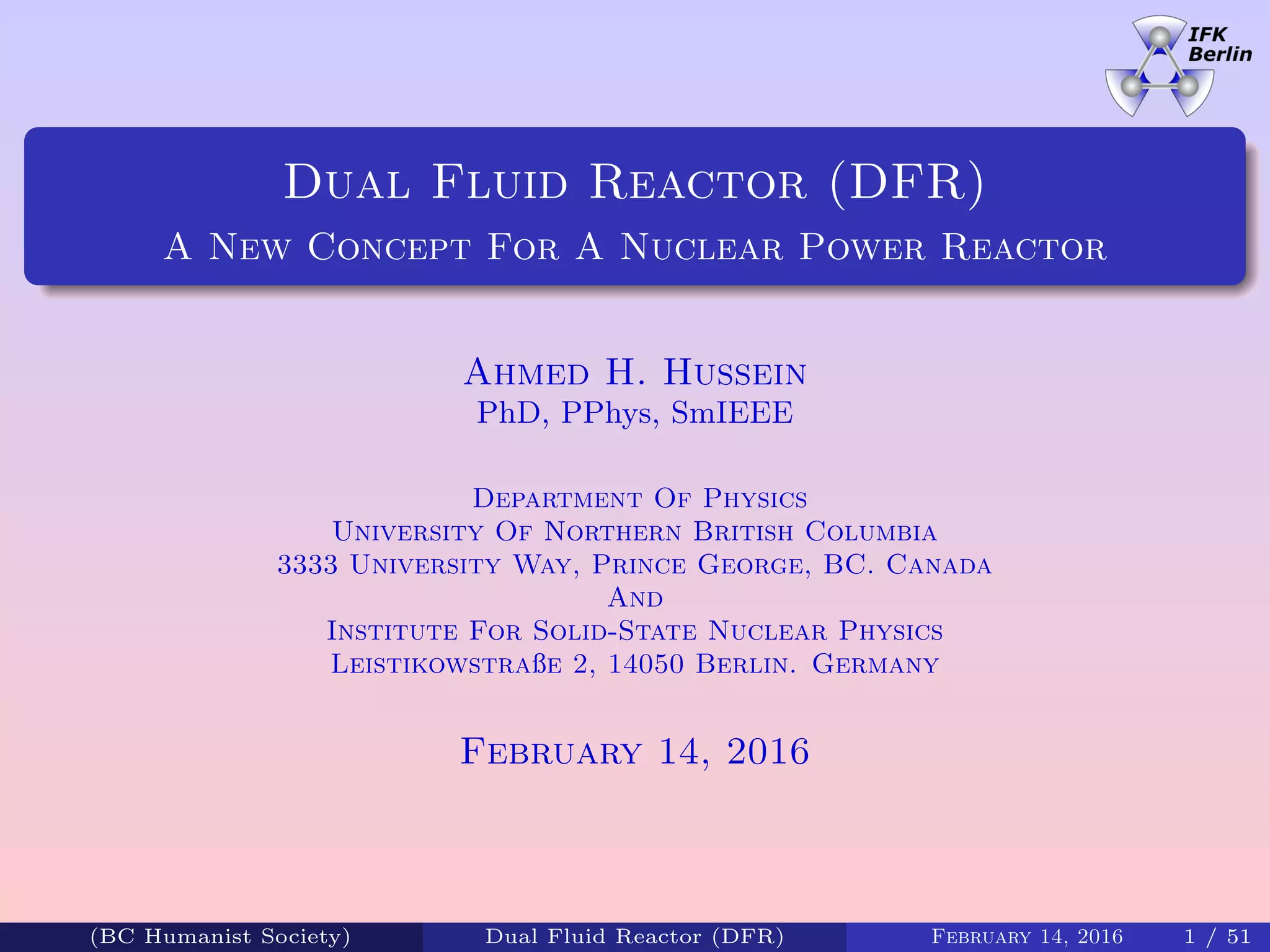Dr Ahmed Hussein - Dual Fluid Reactor | PDF | Power and Energy Industry ...
