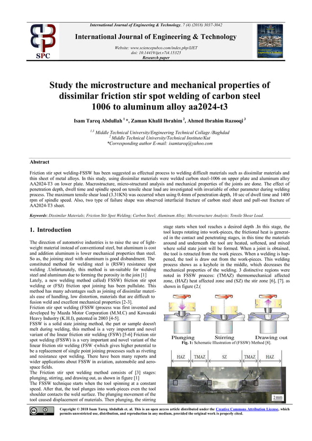 Ahmed ibrahim razooqi -- study the microstructure and mechanical properties of dissimilar ...