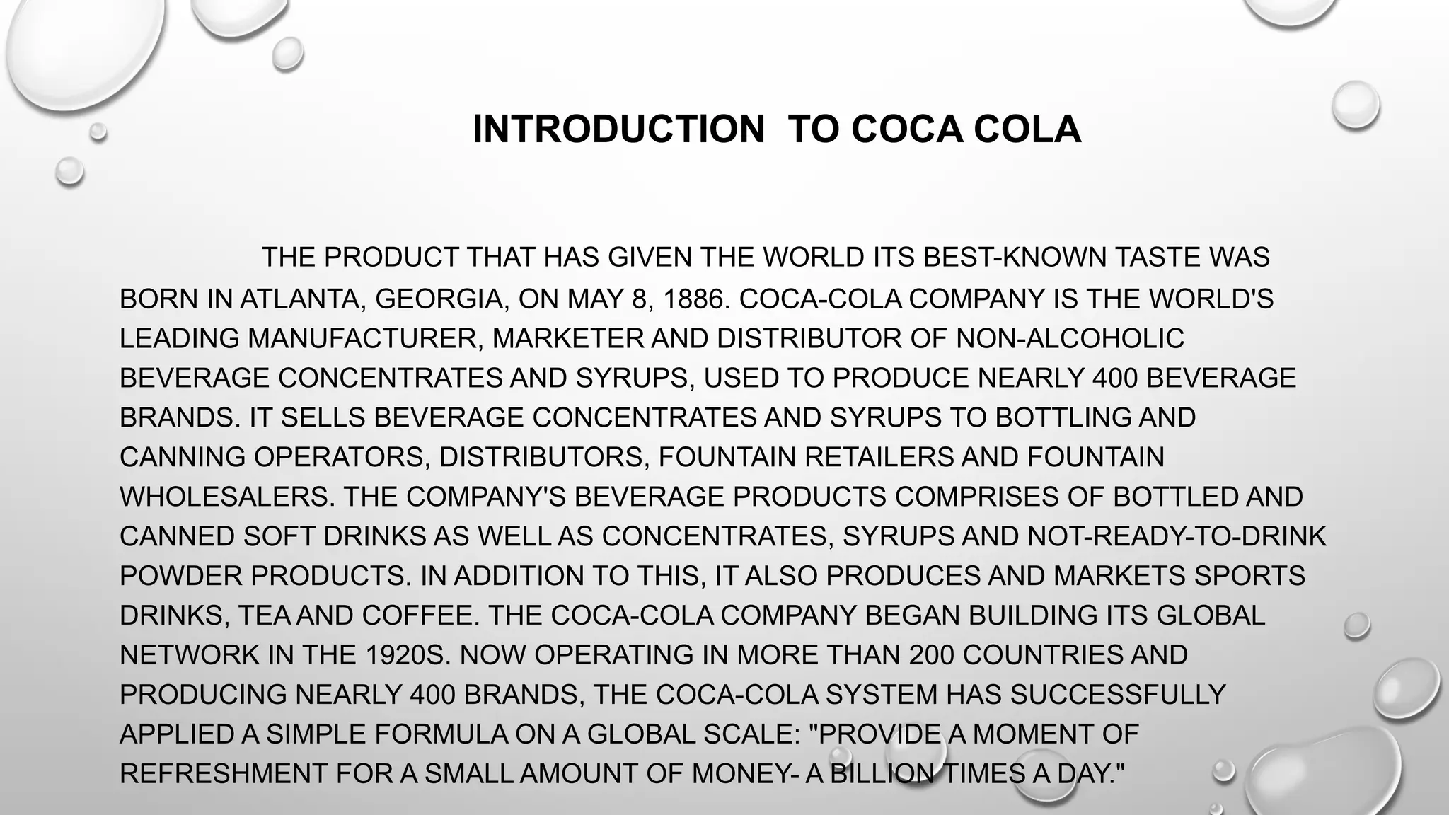 Coca cola introduction history and current situation | PPTX
