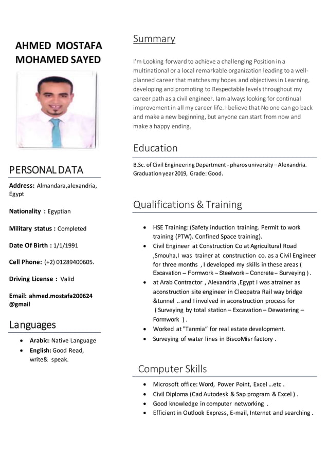 Ahmed mostafa CV | DOCX