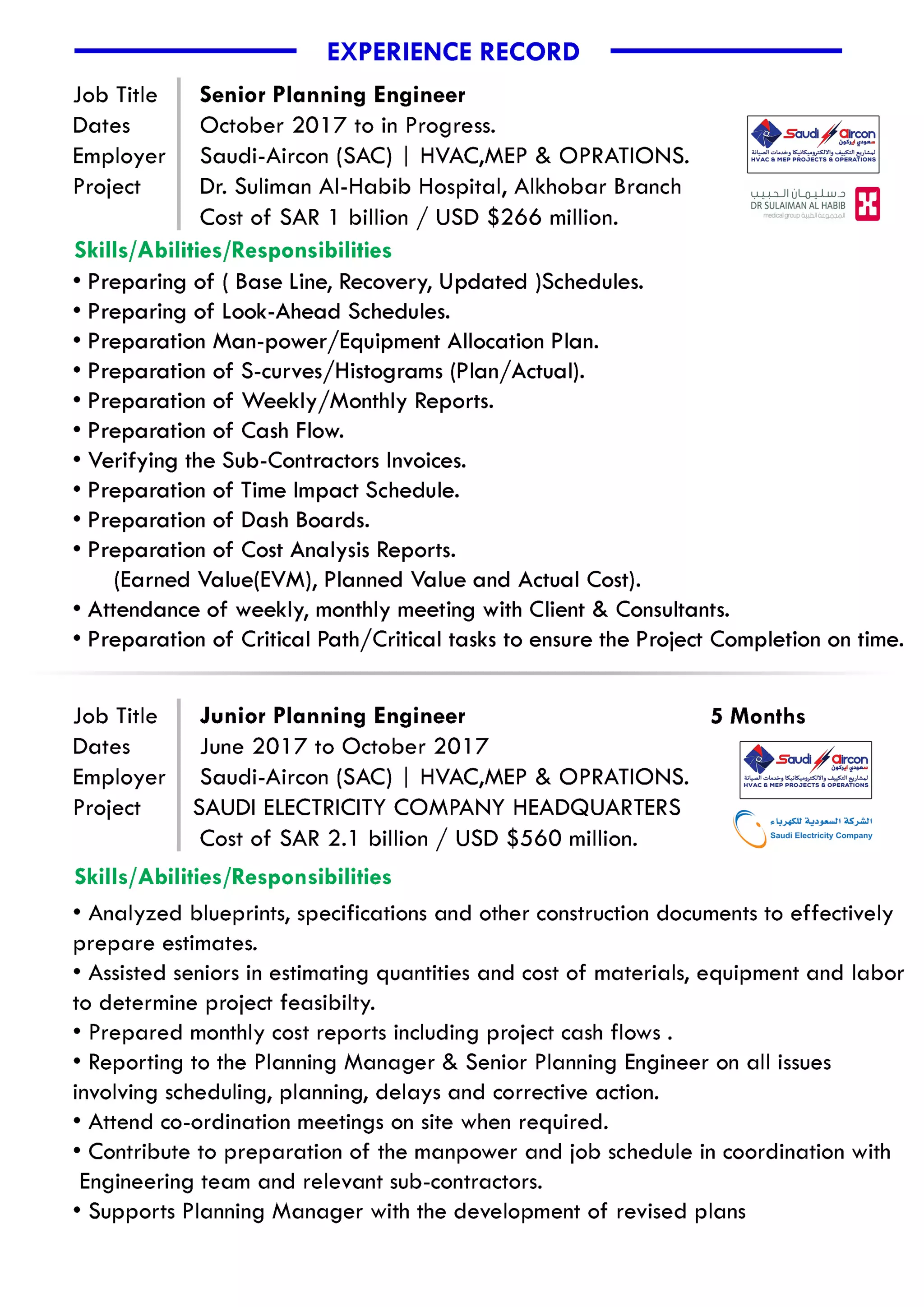 MEP PLANNING ENGINEER's CV | PDF