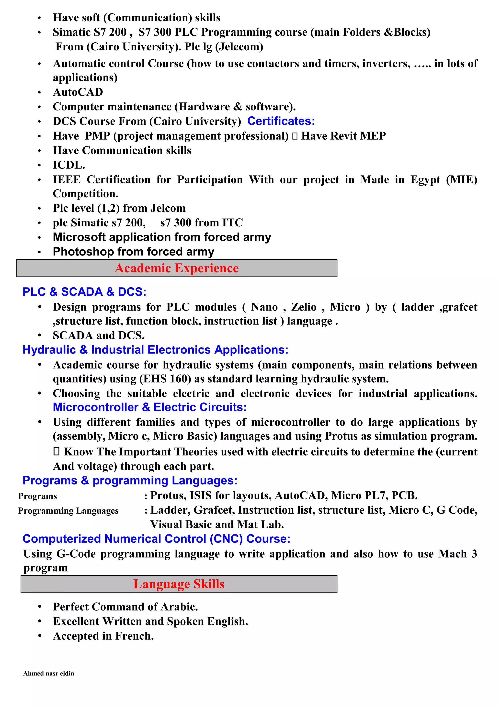 Ahmed nasr cv 2016 | PDF