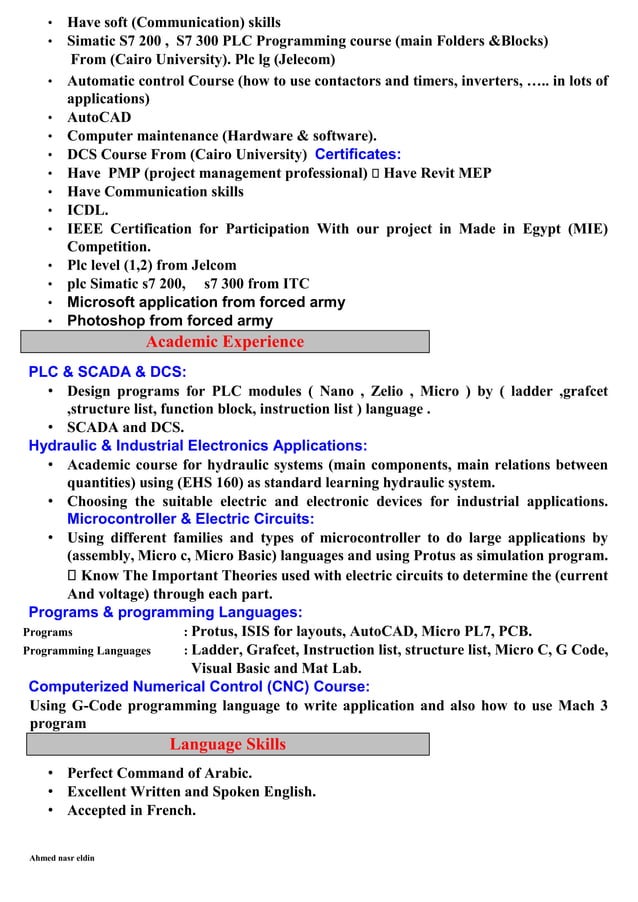 Ahmed nasr cv 2016 | PDF