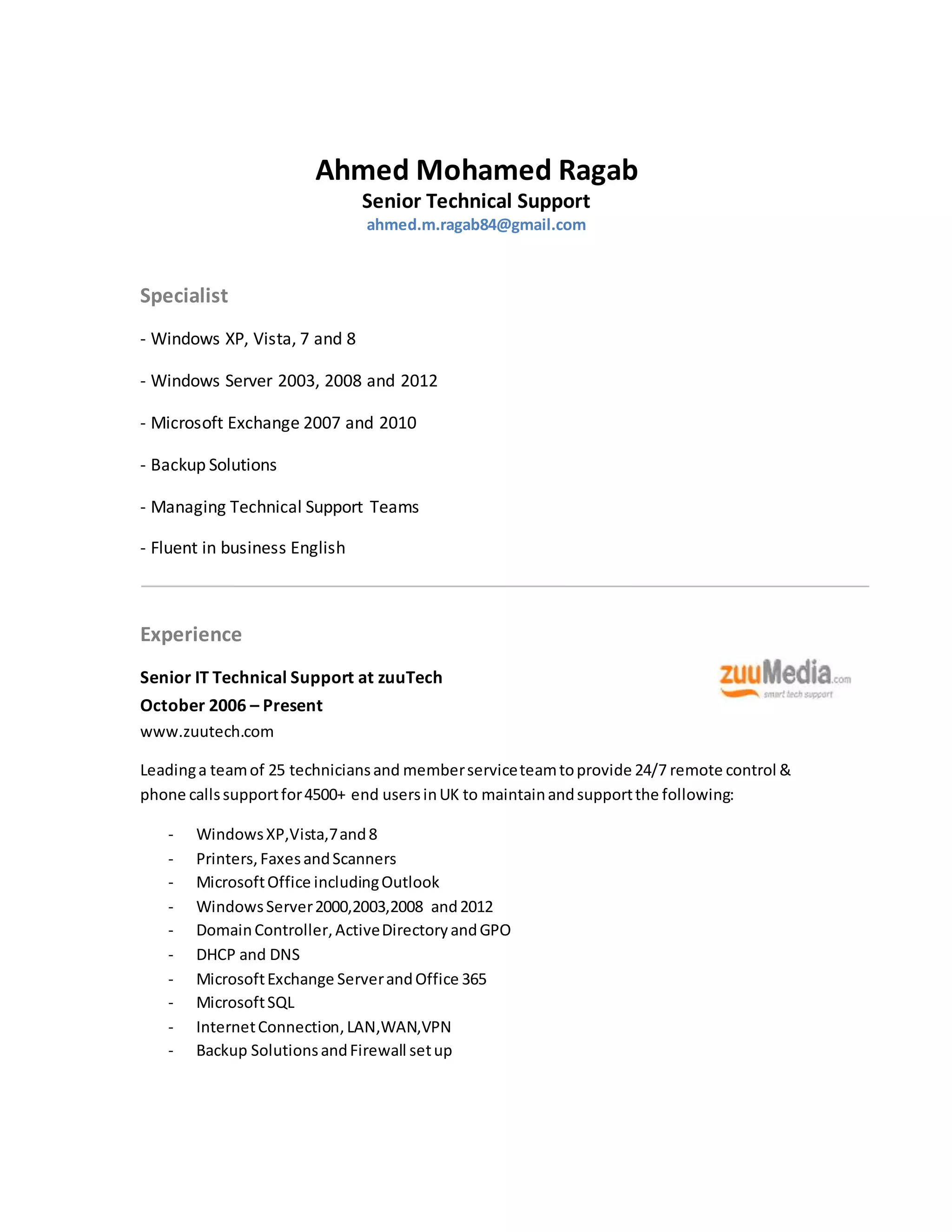 Ahmed ragab cv | PDF