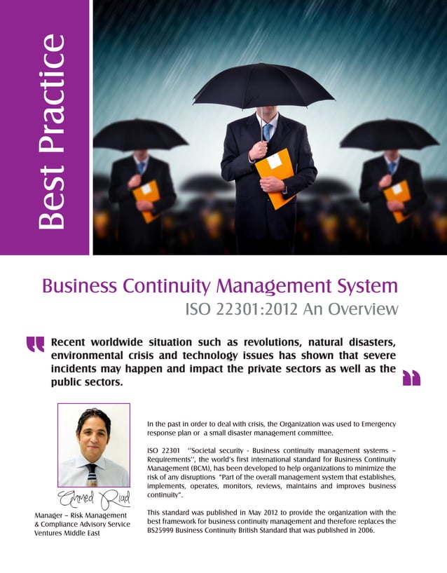 Business Continuity Management System ISO 22301:2012 An Overview | PDF