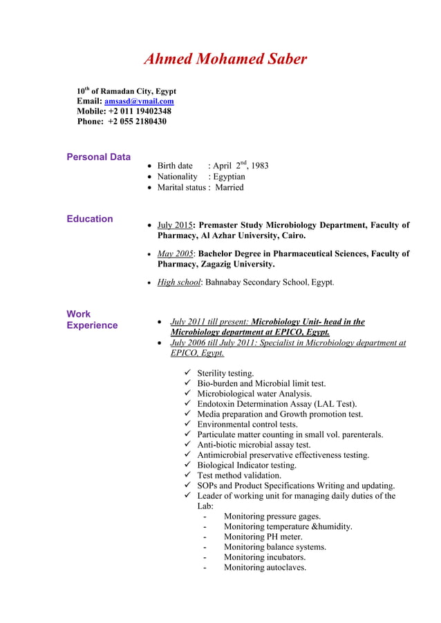 Ahmed saber cv | PDF