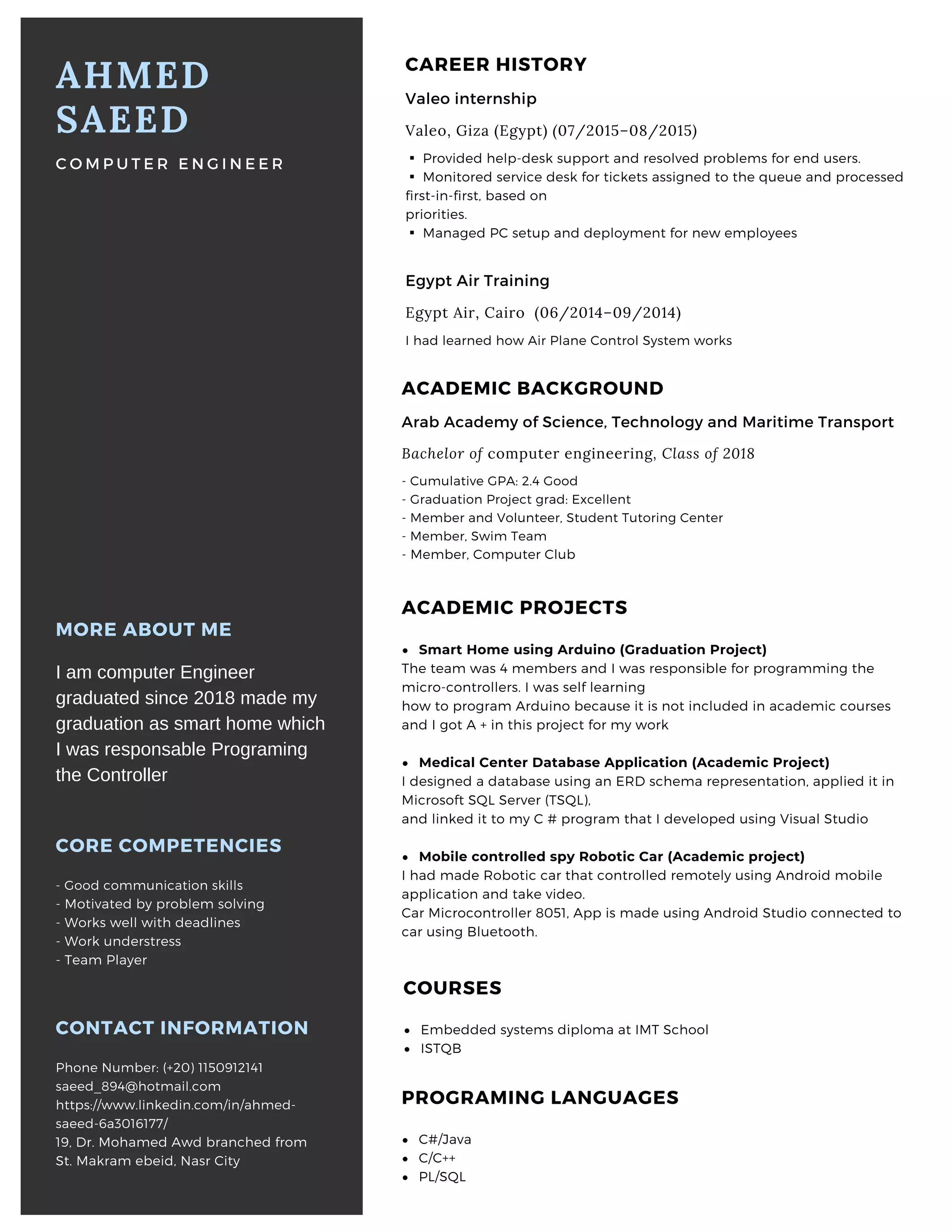 Ahmed Saeed cv | PDF