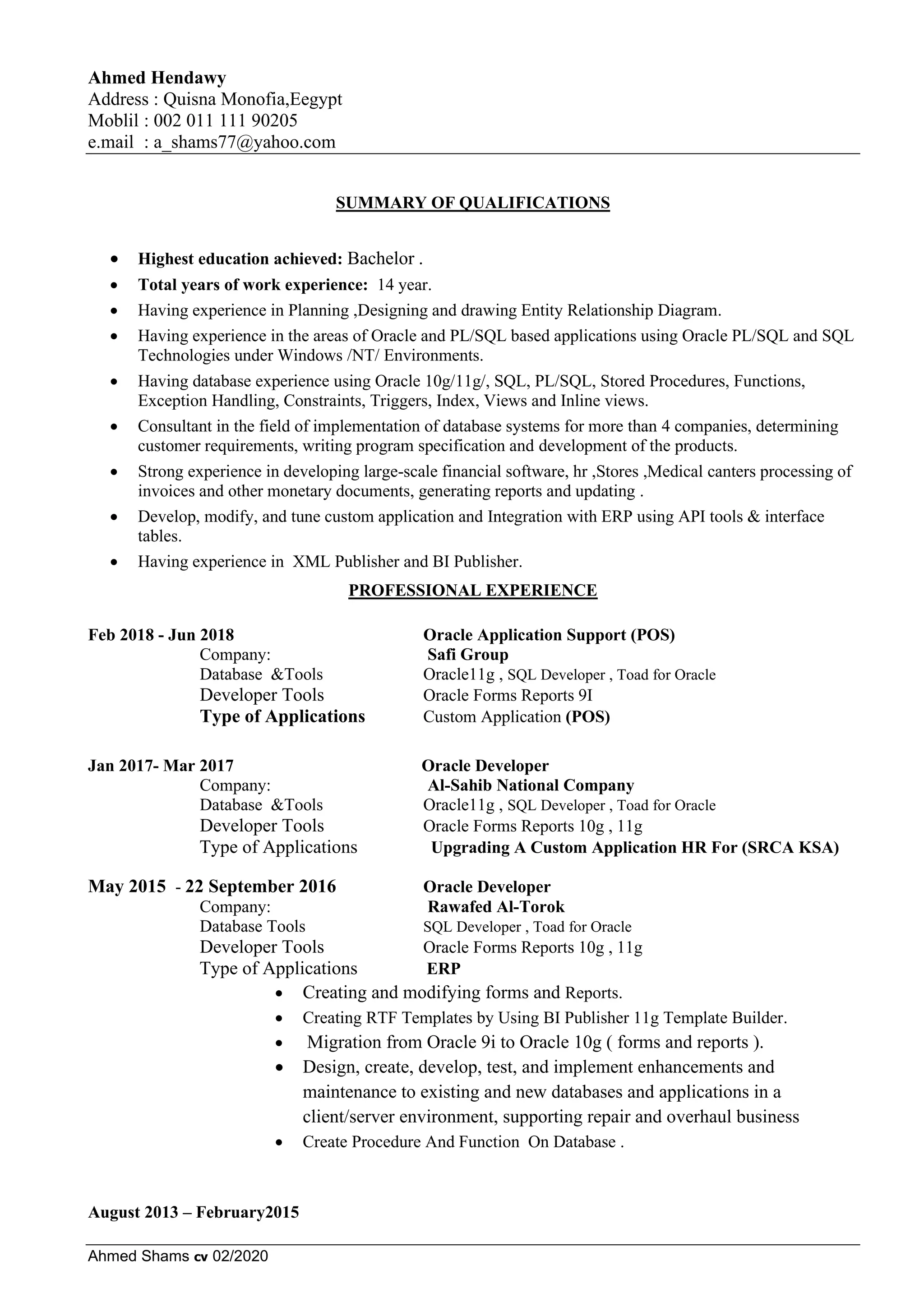 Ahmed shams cv | PDF