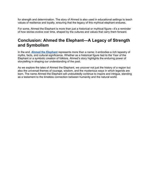 Ahmed the Elephant: Myths, Facts, and the Story Behind the Name | PDF