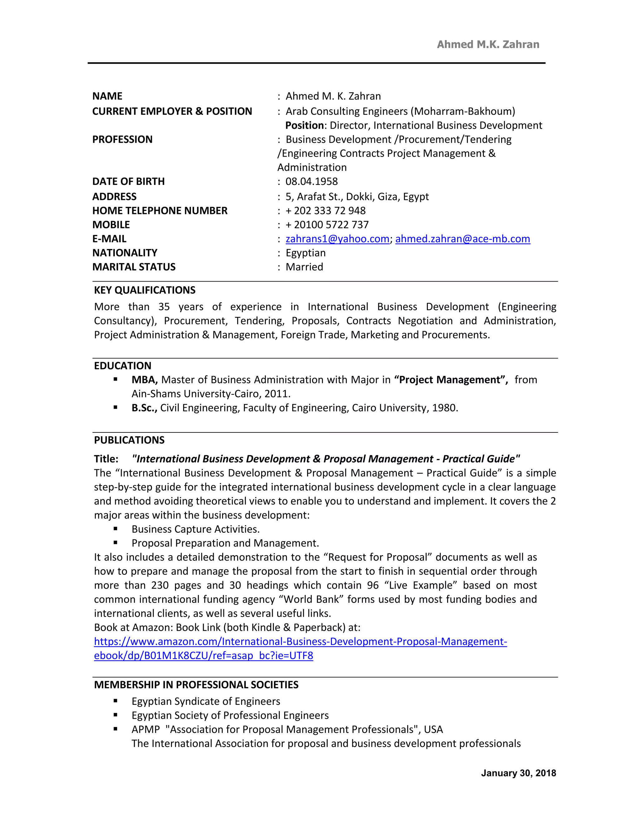 Ahmed Zahran CV | PDF