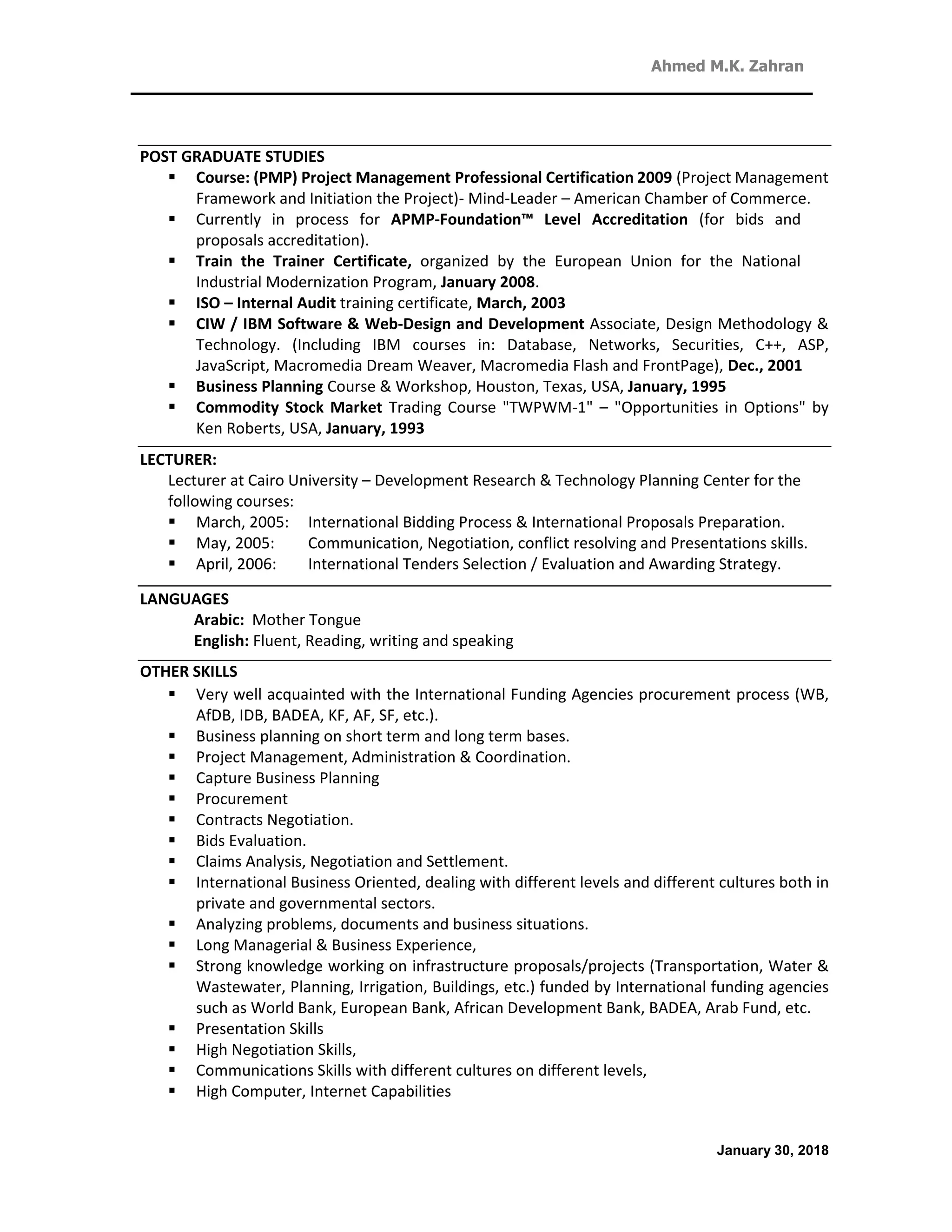 Ahmed Zahran CV | PDF