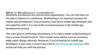 A holistic guide to annotated wireframes for app development | PPT