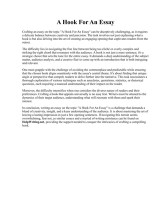 A Hook For An Essay | PDF
