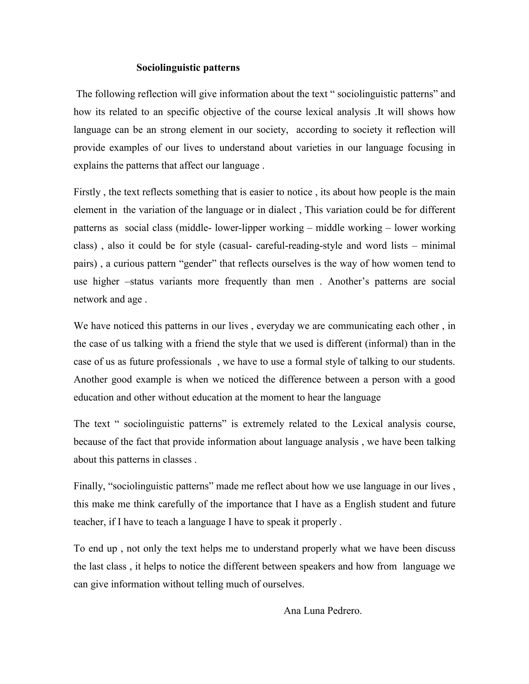 sociolinguistic patterns | DOCX