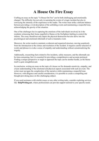 A House On Fire Essay | PDF