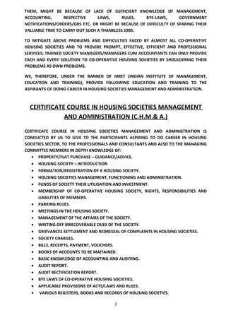 A housing societies management course | DOC
