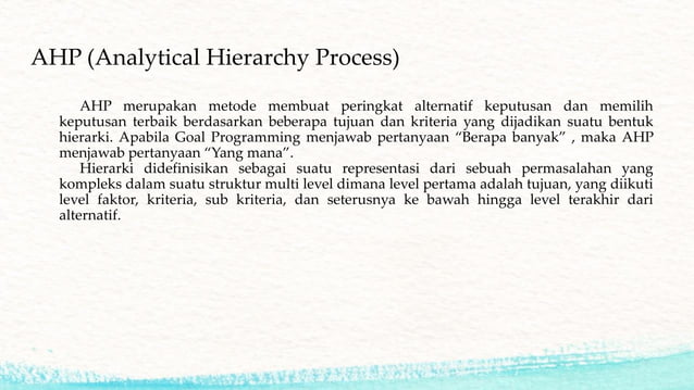 Ahp-analytical hierarchy process | PPT