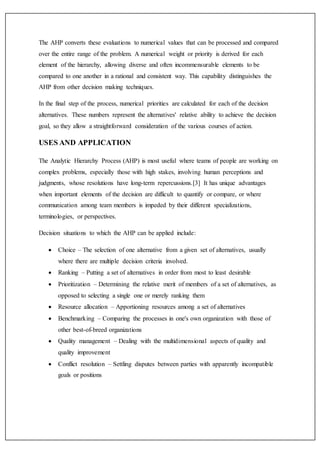 Analytic hierarchy process (AHP) | PDF