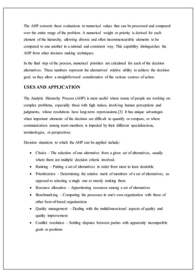 Analytic hierarchy process (AHP) | DOCX