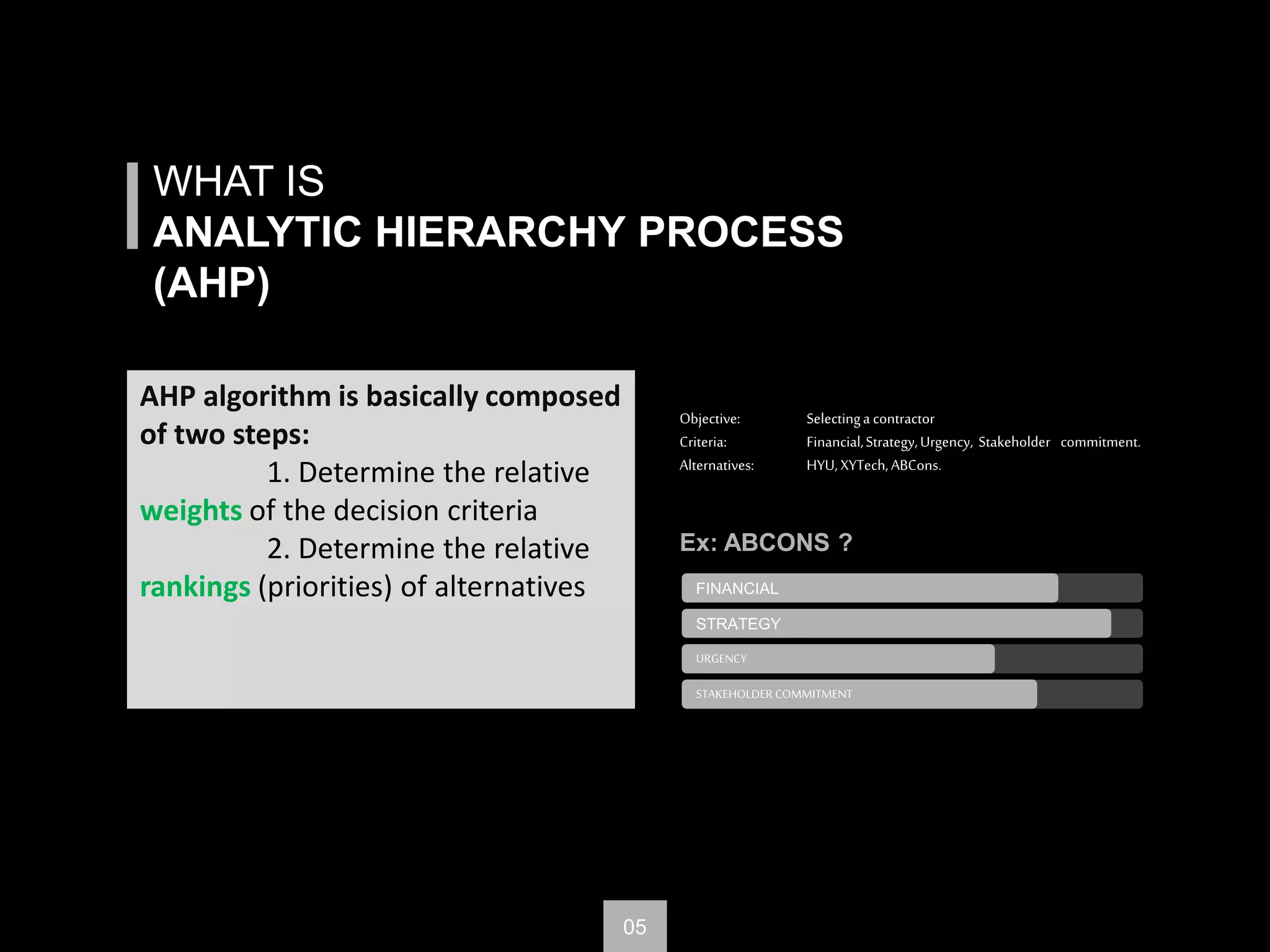 ANALYTIC HIERARCHY PROCESS (AHP) | PPTX | Technology & Computing