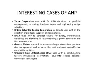Apply AHP in decision making | PDF