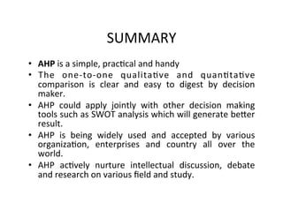 Apply AHP in decision making | PDF