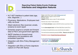AHRQ Reporting Patient Safety challenge submission from IDinc and ...
