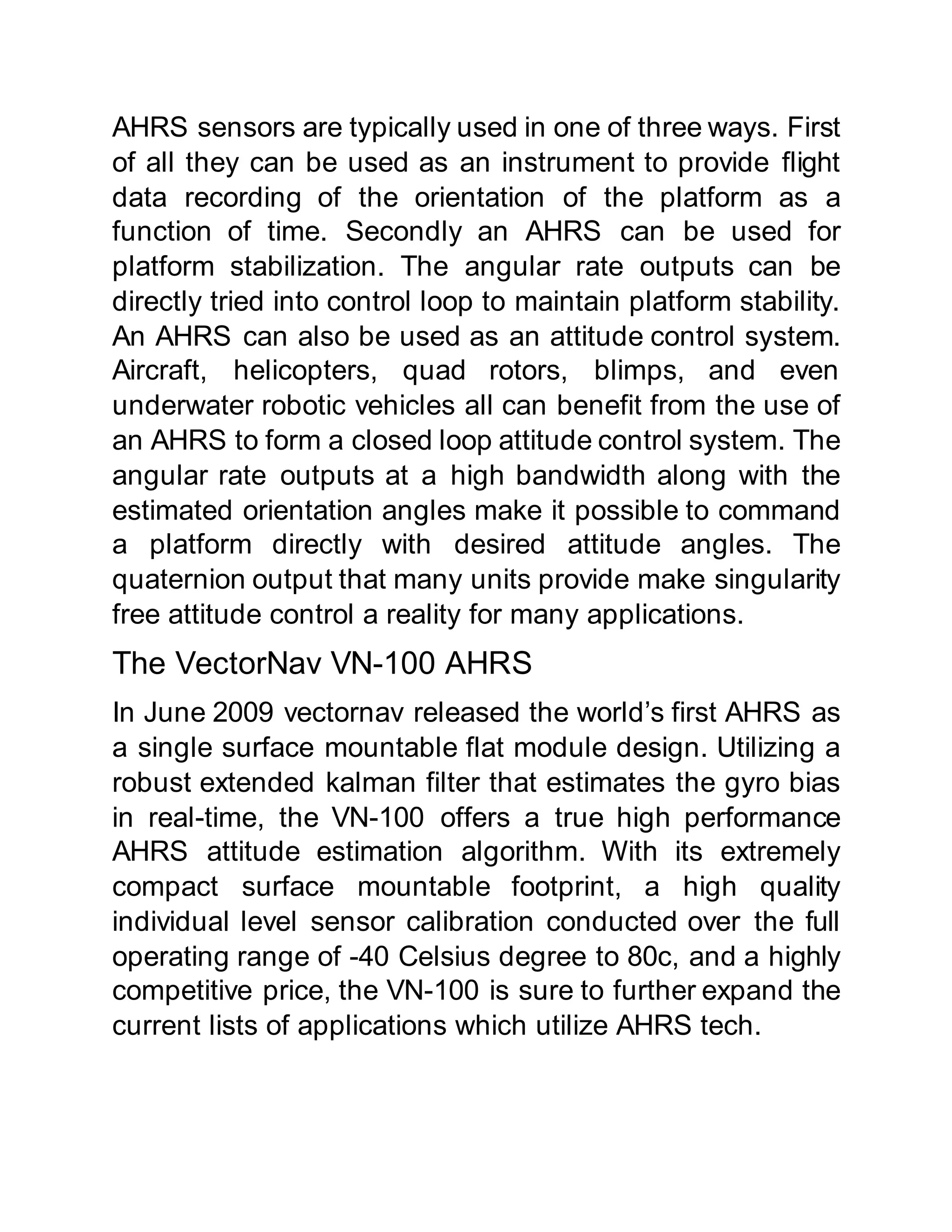 Ahrs navigation mechanism and applications | DOCX
