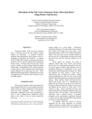 Alterations of the Tip Vortex Structure from a Hovering Rotor using ...