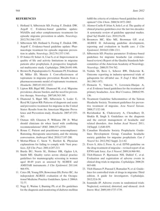 The 2012 AHS/AAN Guidelines for Prevention of Episodic Migraine: A ...