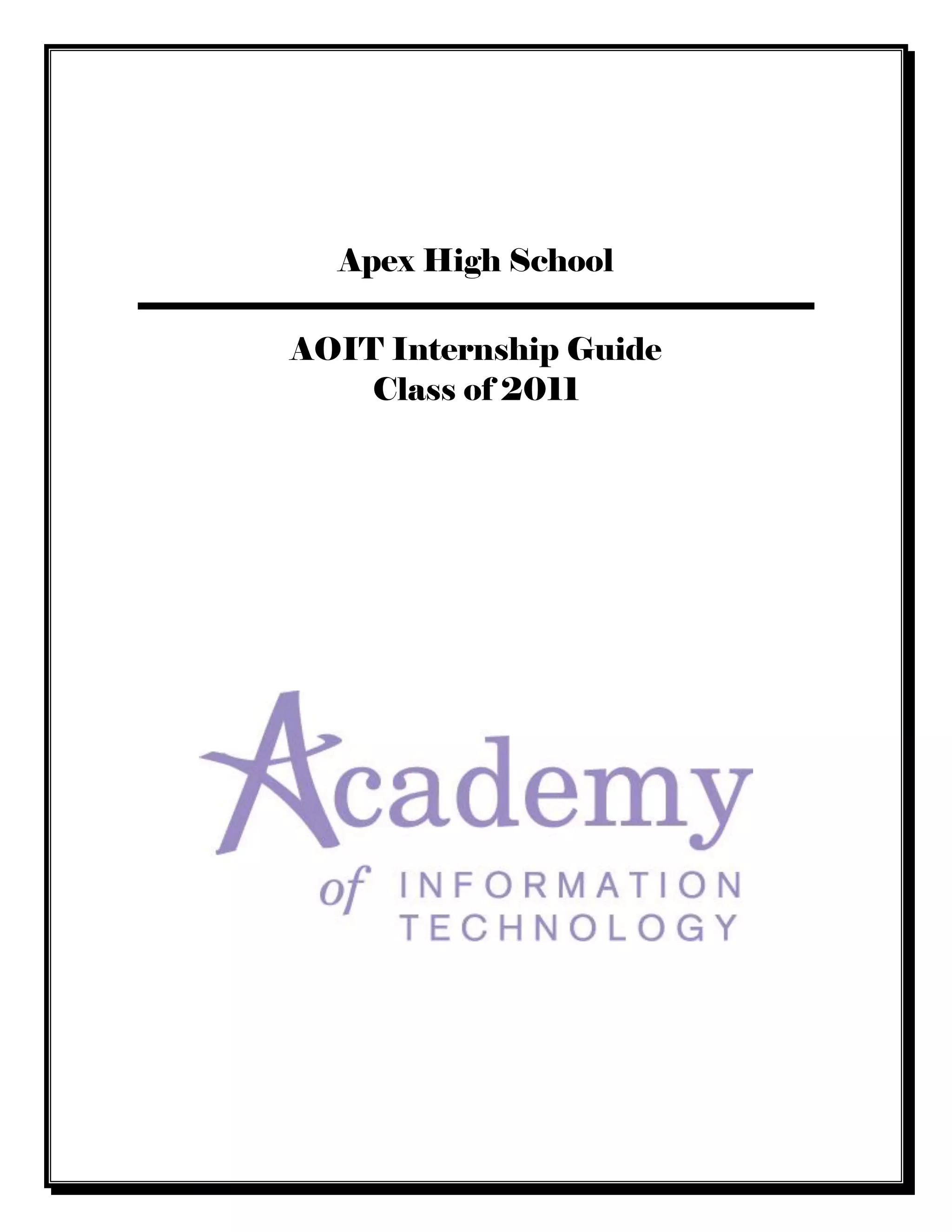 Ahs aoit internship guide 2011 | PDF