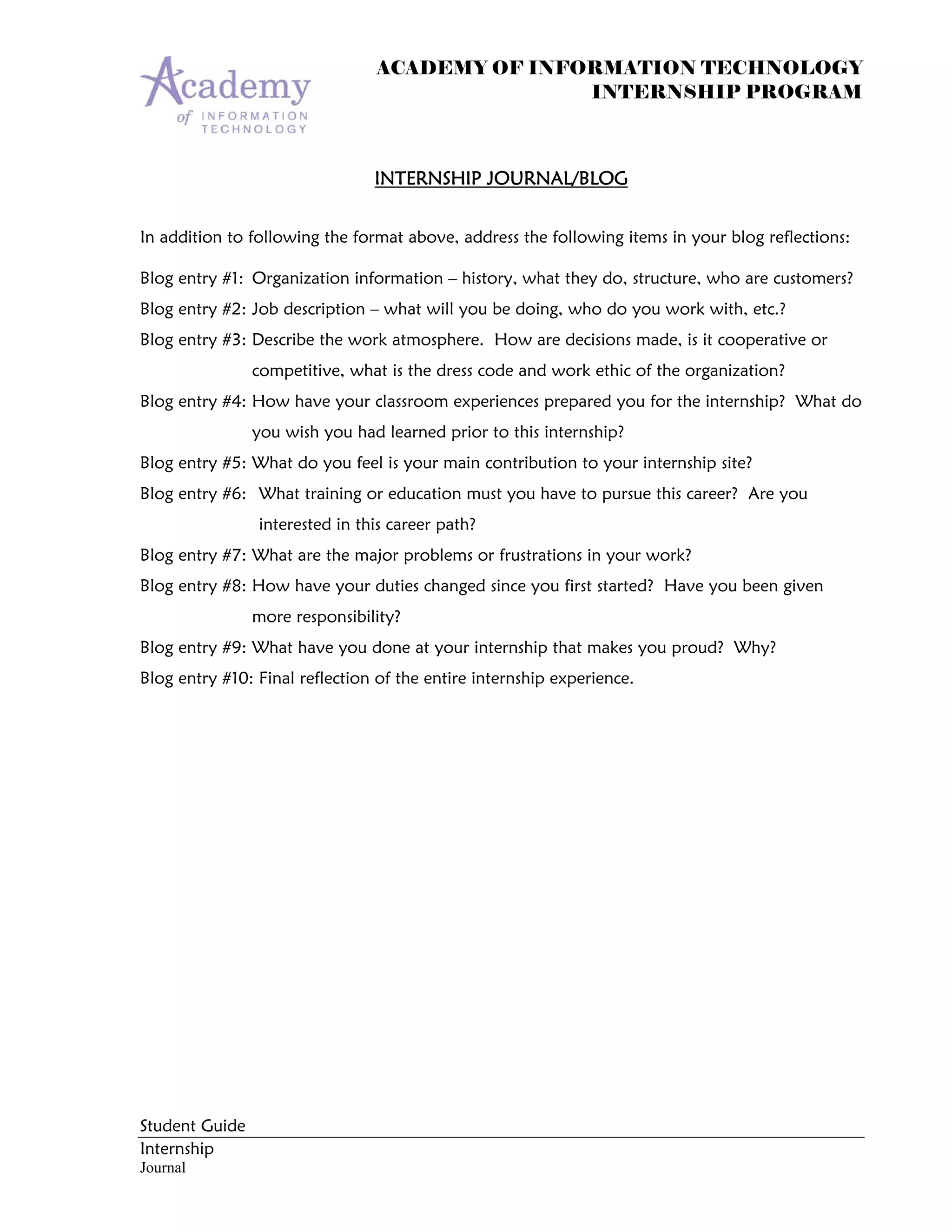 Ahs aoit internship guide 2011 | PDF