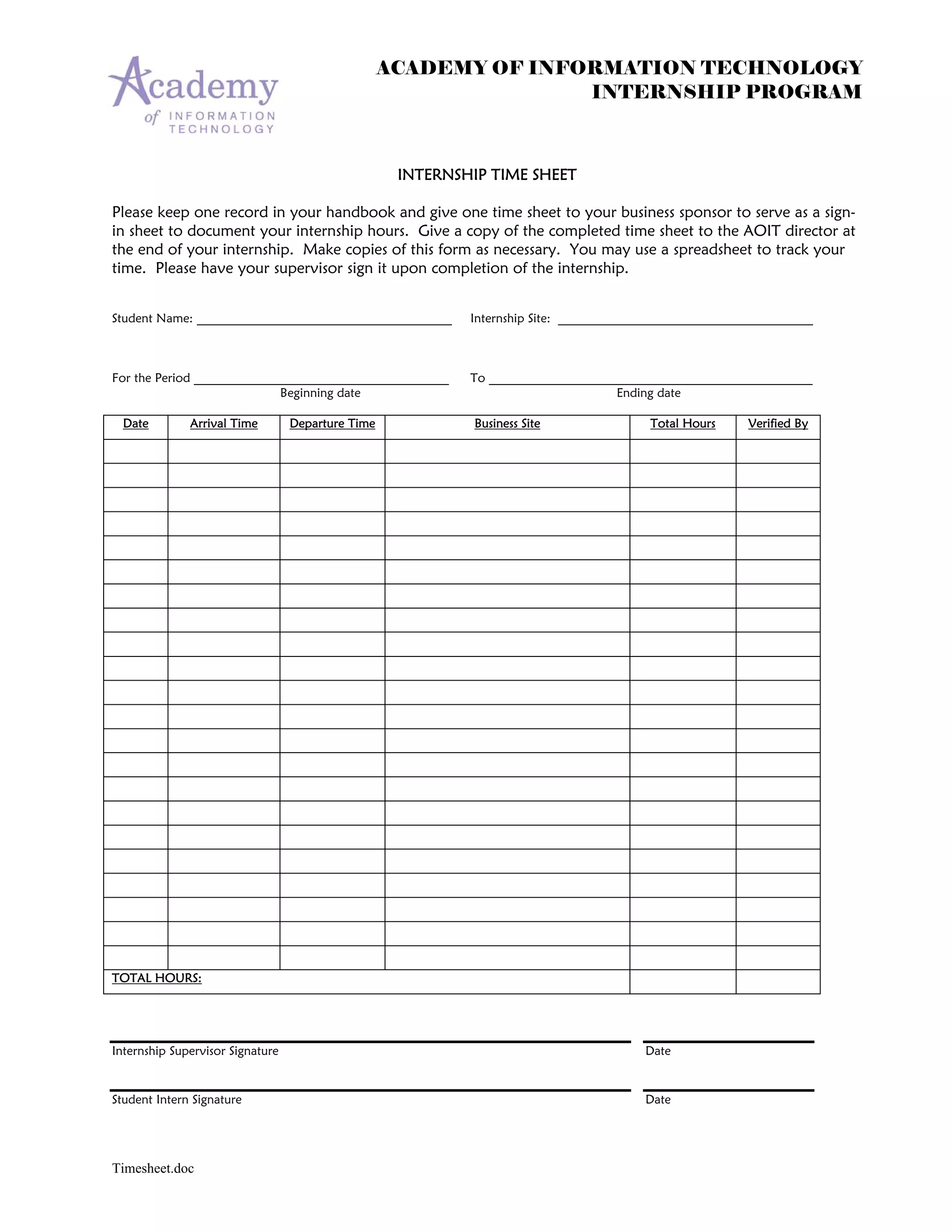 Ahs aoit internship guide 2011 | PDF