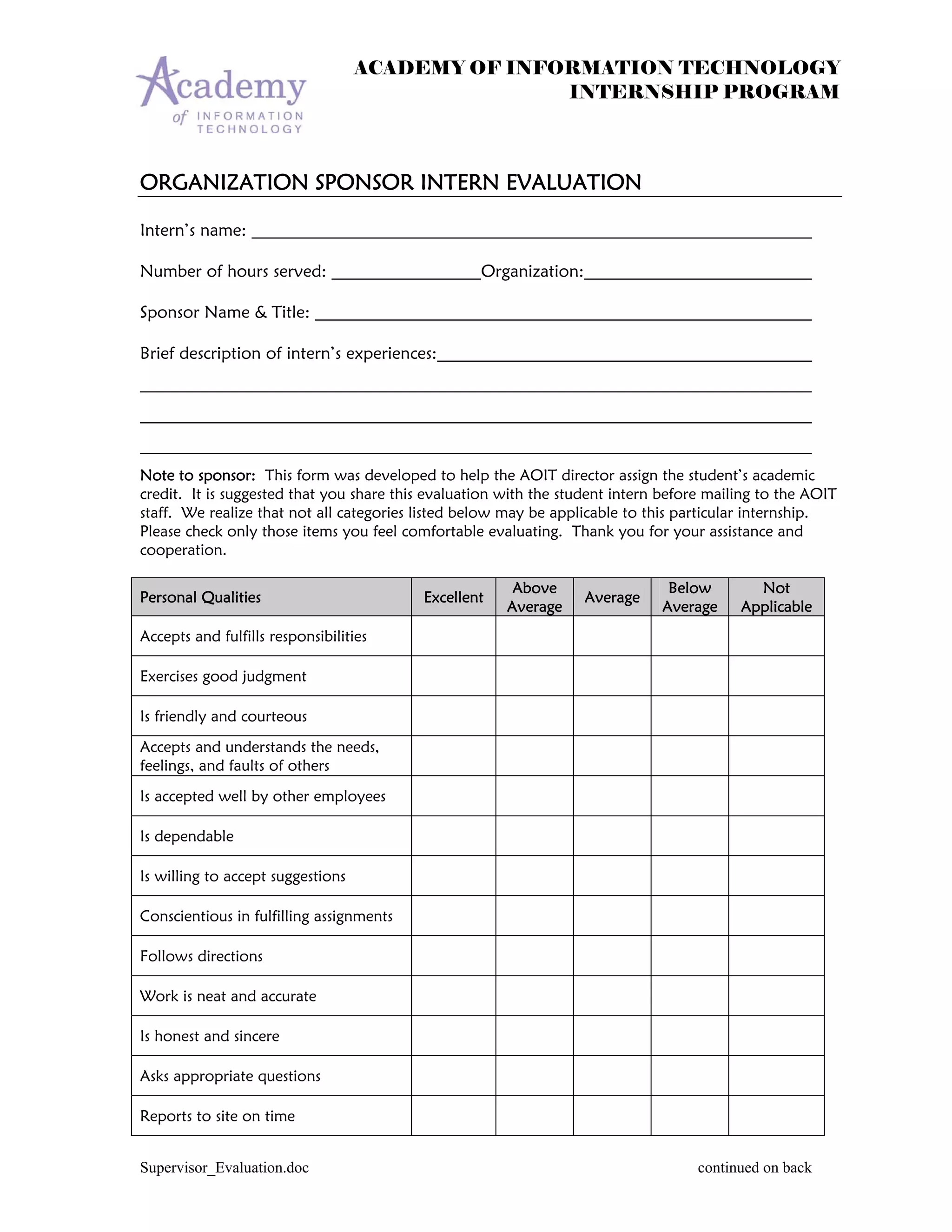 Ahs aoit internship guide 2011 | PDF