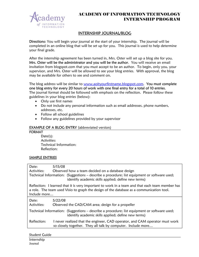 Ahs aoit internship guide 2011 | PDF