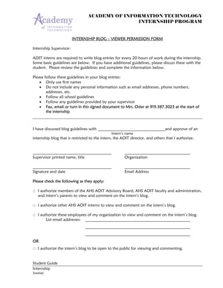 Ahs aoit internship guide 2011 | PDF