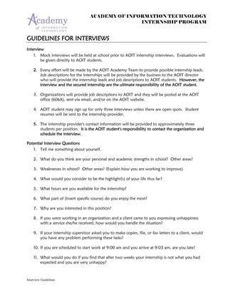 Ahs aoit internship guide 2011 | PDF