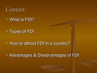 What is FDI and how to attrect FDI in countary? | PPT